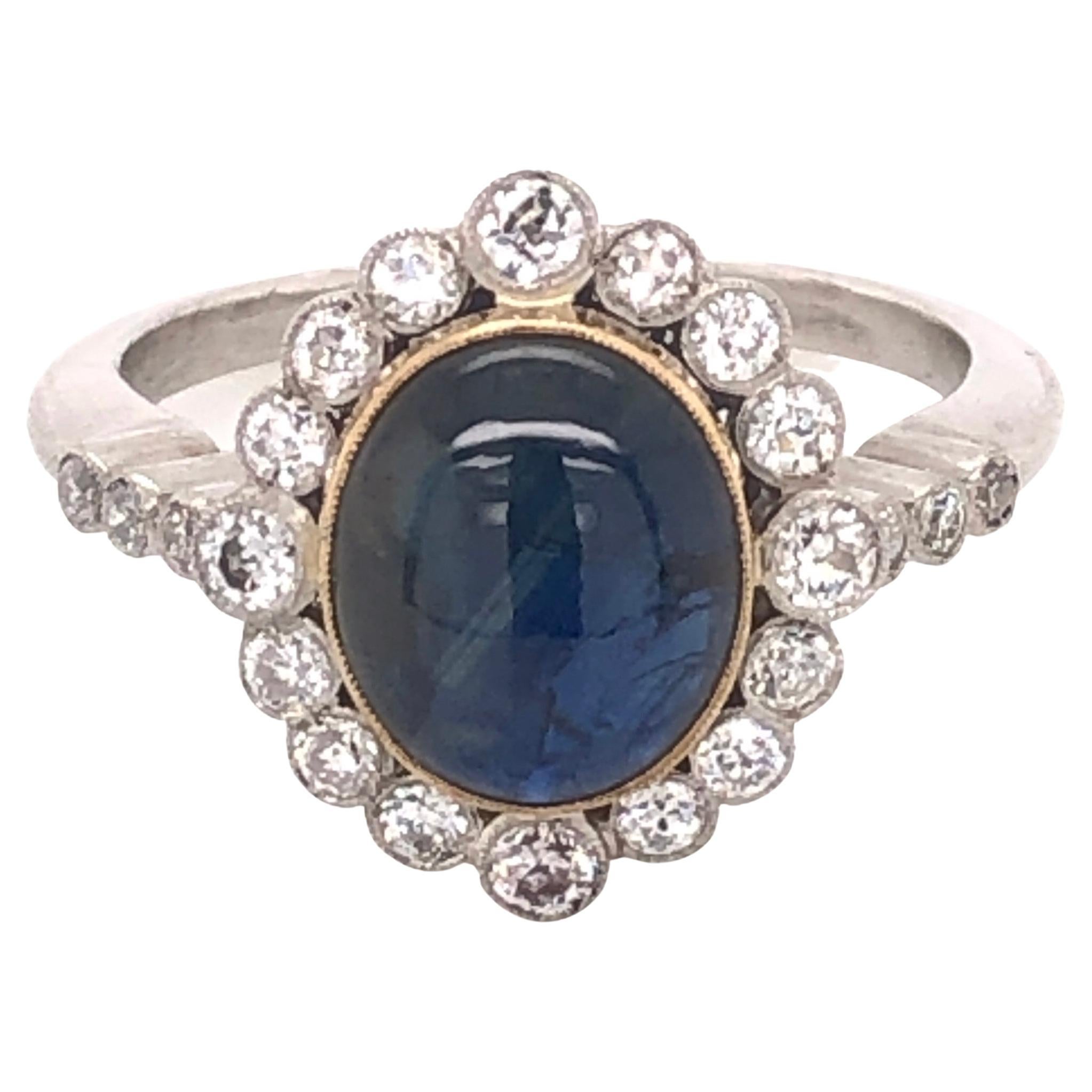 3.59 Carat Deep Blue Star Sapphire Diamond Art Deco Revival Platinum ...