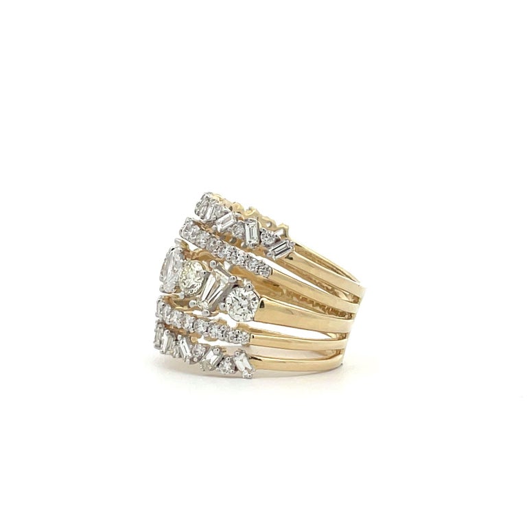 3.59 ct. Mixed Diamond Multi-Strand Highway Ring in Two Tone 14K Gold ...
