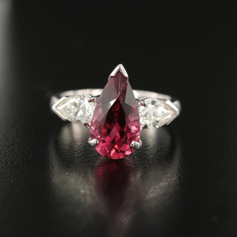 Customizable 3.6 Carat Pear Cut Tourmaline Diamond Bridal Promise Ring Diamond Statement Ring ...