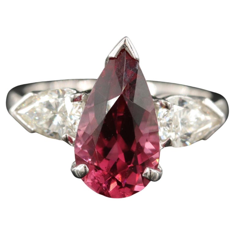Customizable 3.6 Carat Pear Cut Tourmaline Diamond Bridal Promise Ring Diamond Statement Ring ...