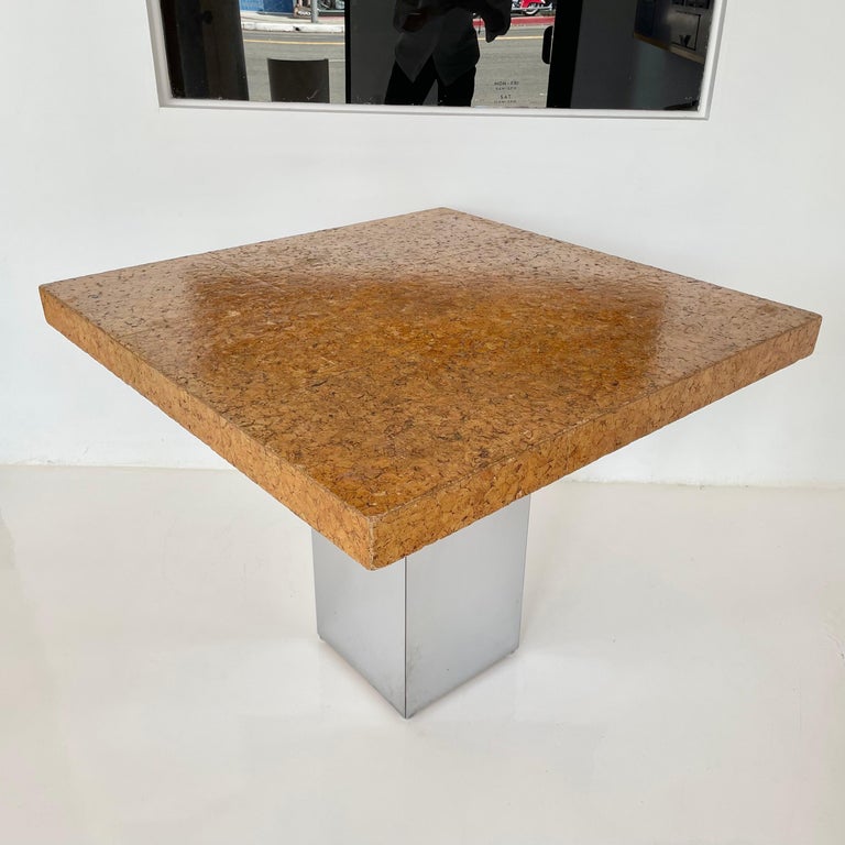Cork and Chrome Table For Sale at 1stDibs | cork table top, cork and chrome
