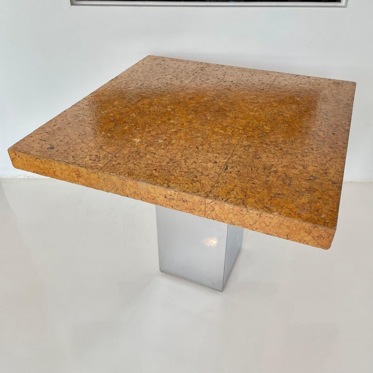 Cork and Chrome Table For Sale at 1stDibs | cork table top, cork and chrome