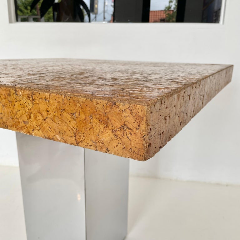 Cork and Chrome Table For Sale at 1stDibs | cork table top, cork and chrome