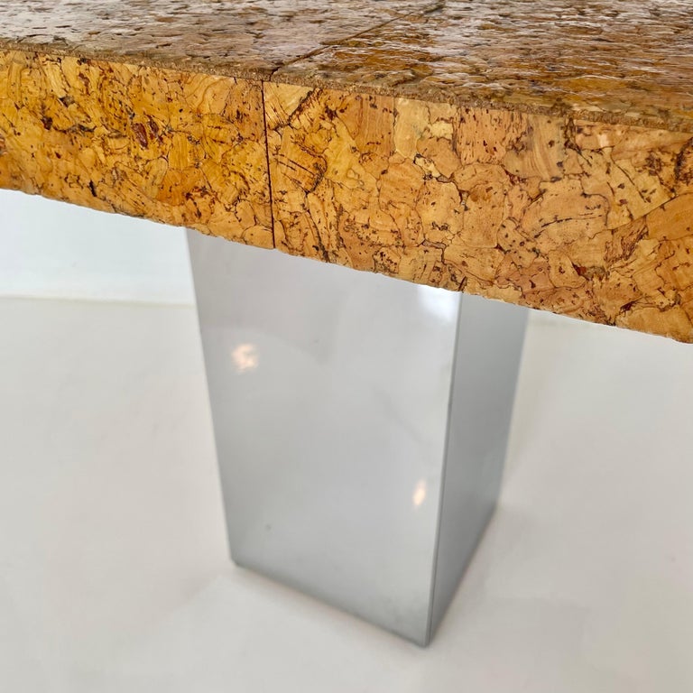 Cork and Chrome Table For Sale at 1stDibs | cork table top, cork and chrome