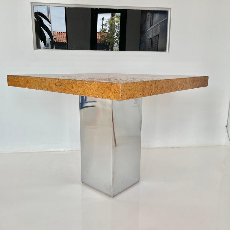Cork and Chrome Table For Sale at 1stDibs | cork table top, cork and chrome