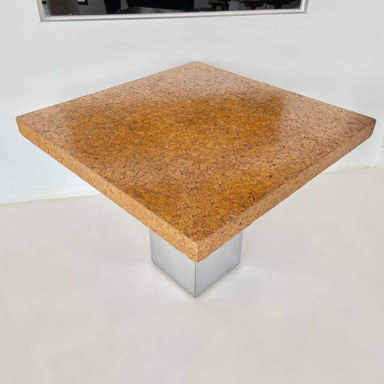 Cork and Chrome Table For Sale at 1stDibs | cork table top, cork and chrome