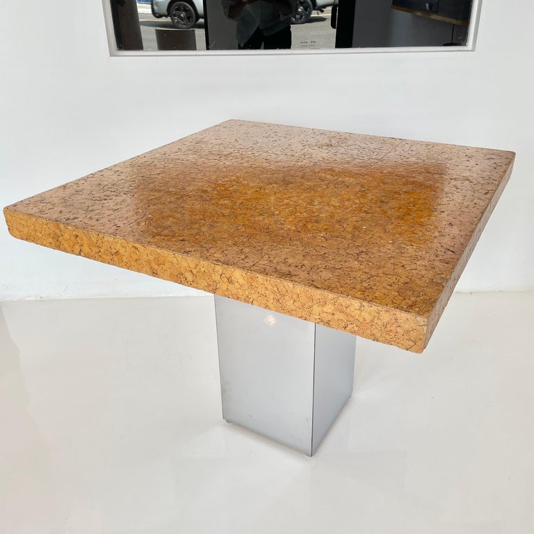 Cork and Chrome Table For Sale at 1stDibs | cork table top, cork and chrome