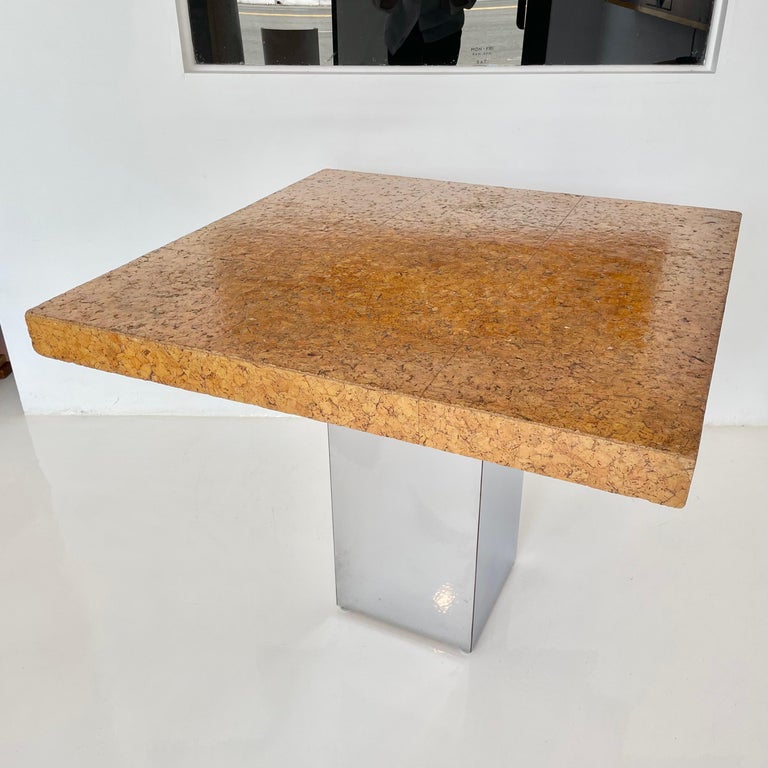 Cork and Chrome Table For Sale at 1stDibs | cork table top, cork and chrome