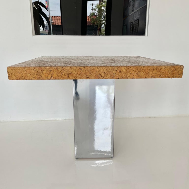 Cork and Chrome Table For Sale at 1stDibs | cork table top, cork and chrome