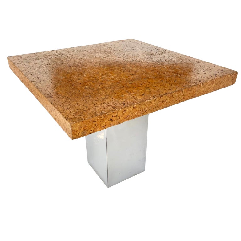 Cork and Chrome Table For Sale at 1stDibs | cork table top, cork and chrome