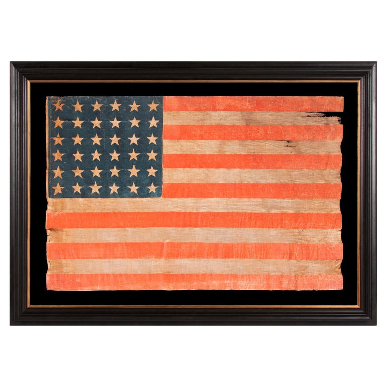 36 Star Antique American Parade Flag, Nevada Statehood, ca 1864-1867 at ...