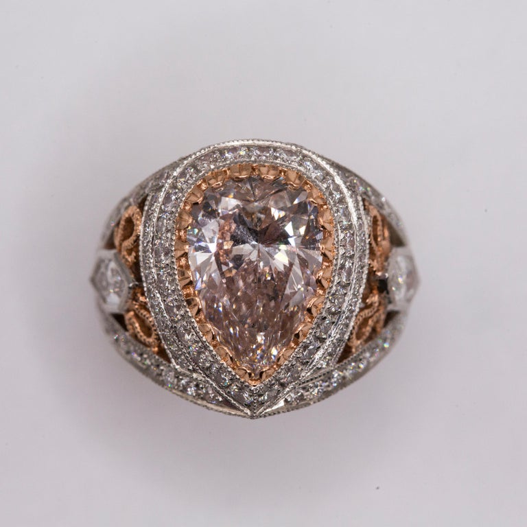 3.60 Carat GIA Cert Pink Diamond/Platinum/18k. Ring by Anthony Gerard ...