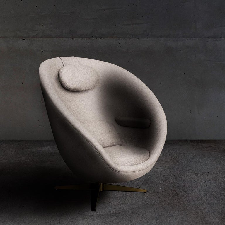 360° Rotating Armchair in Bouclé Fabrics and Stainless Steel Base For ...