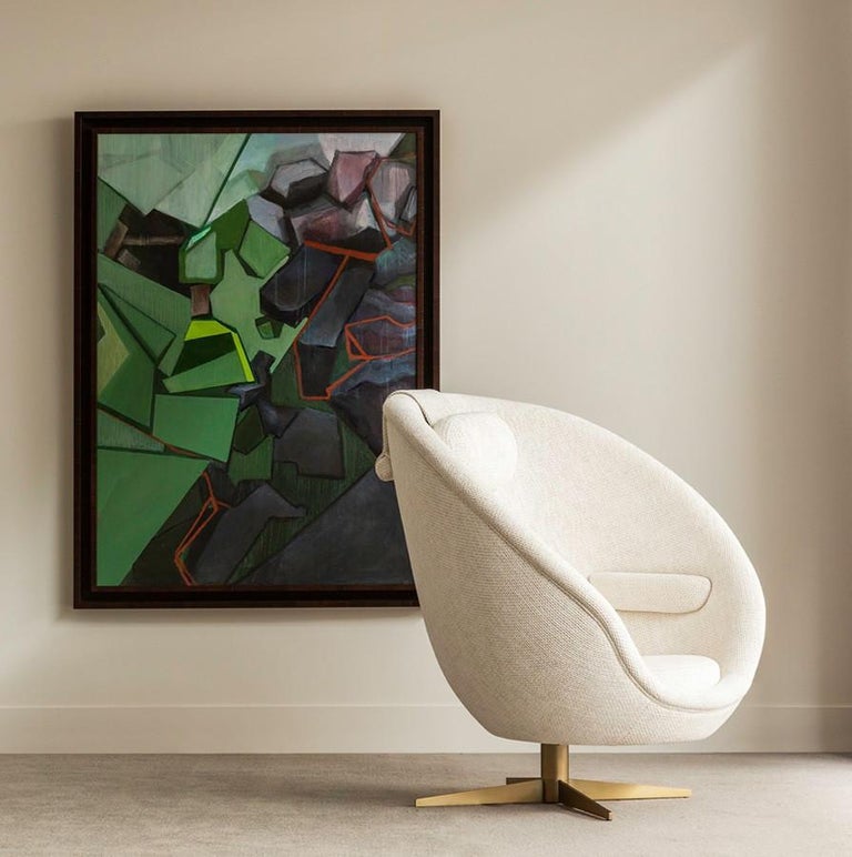 360° Rotating Armchair in Bouclé Fabrics and Stainless Steel Base For ...