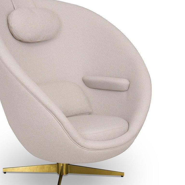 360° Rotating Armchair in Bouclé Fabrics and Stainless Steel Base For ...