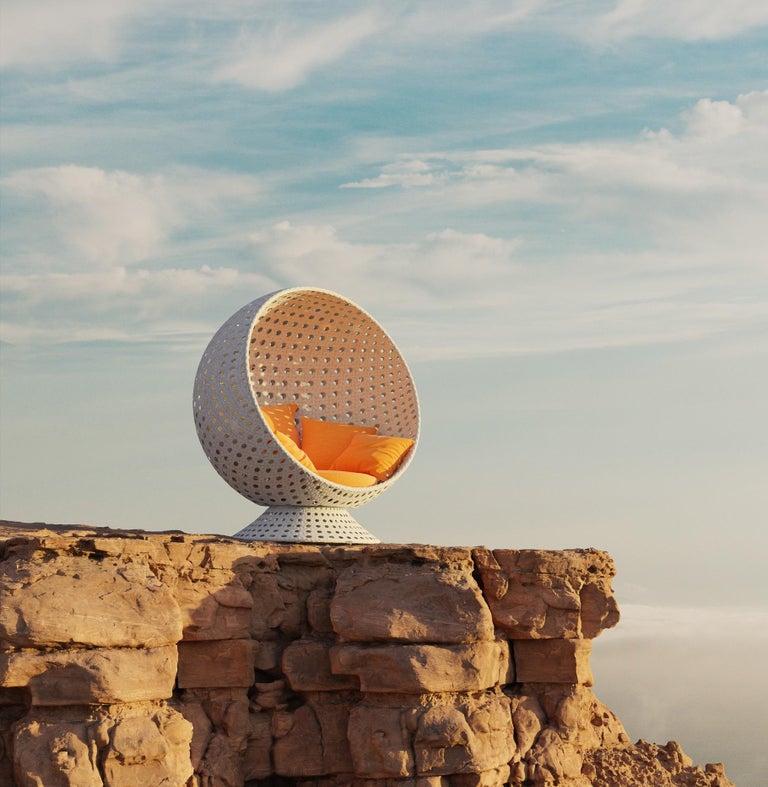 360° Rotating Outdoor Cocoon Chair in Open Cane Webbing For Sale at 1stDibs