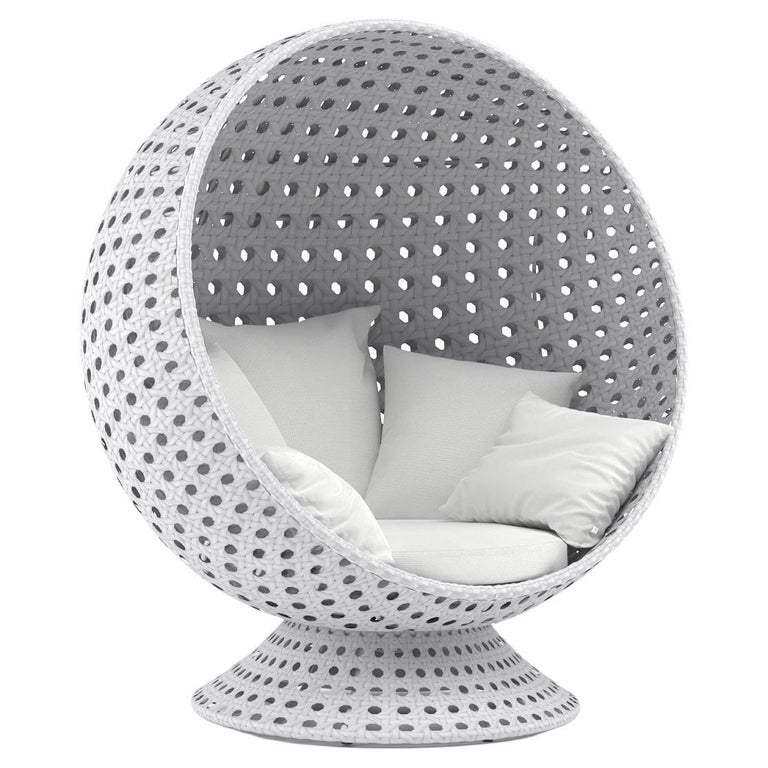 360° Rotating Outdoor Cocoon Chair in Open Cane Webbing For Sale at 1stDibs
