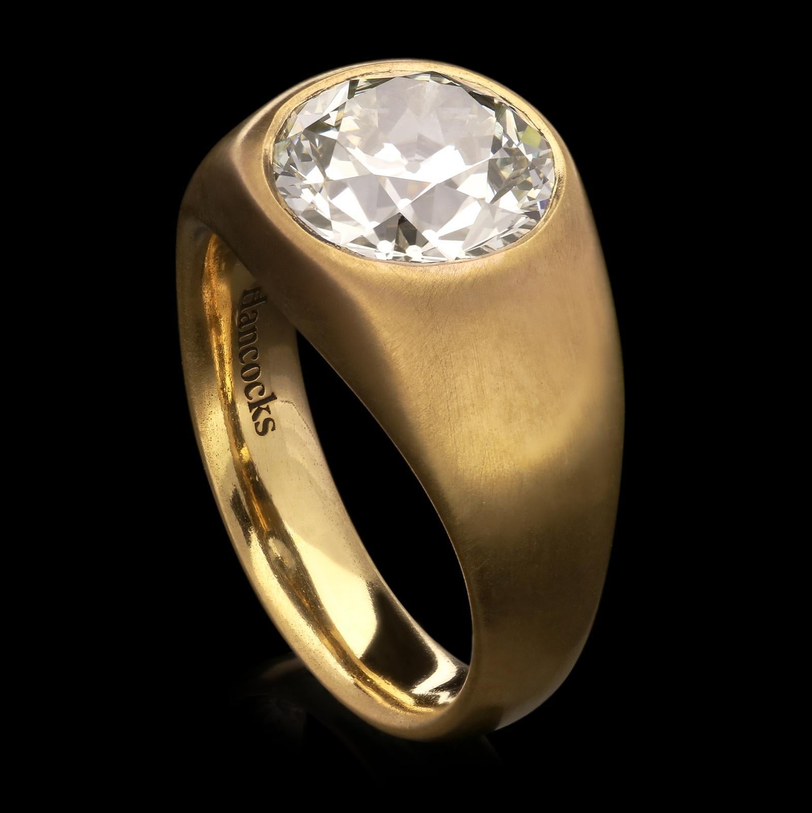 Hancocks 3.61carat Old European Cut Diamond and 22k Gold Gypsy Ring For ...