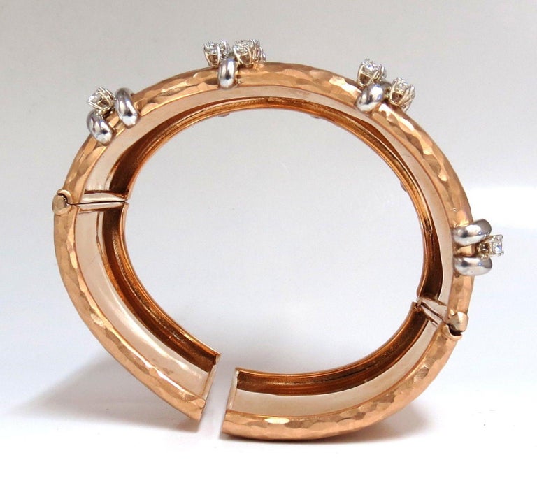 3.63ct Diamonds Bangle Cuff Bracelet 18kt Rustic Hammered Deco Spring ...