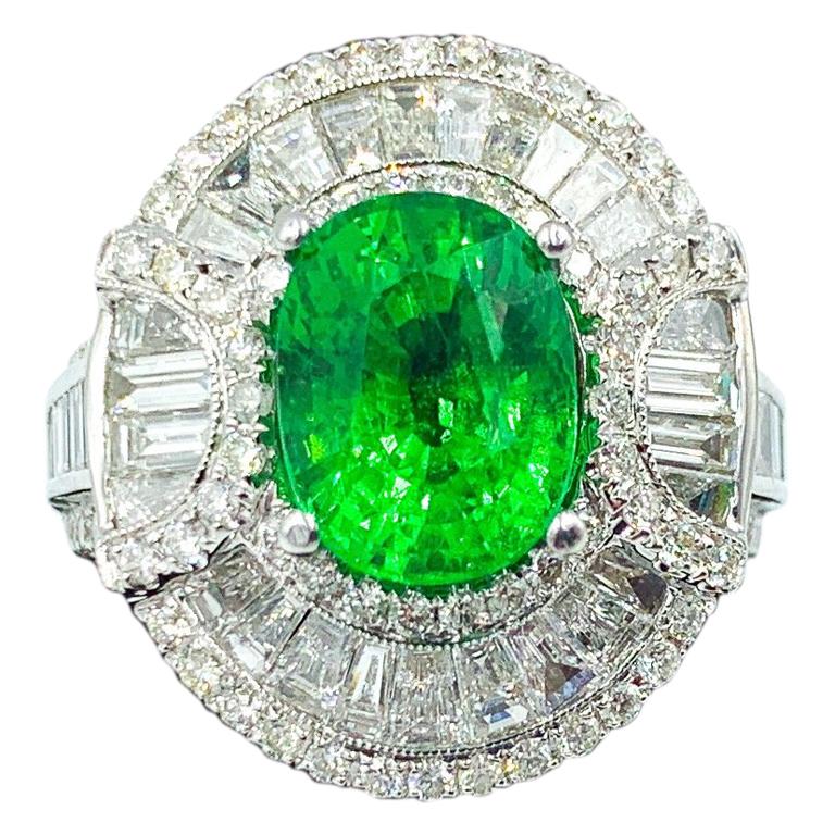 3.65 Carat Tsavorite Green Garnet Ring at 1stDibs