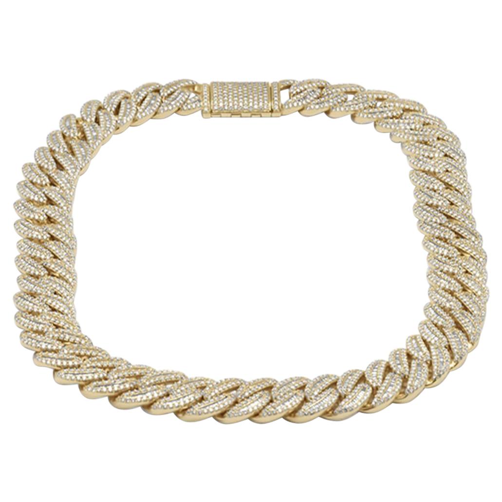 9.78ct Diamond Micro Pave Miami Round Cuban Link 14K Yellow Gold For ...