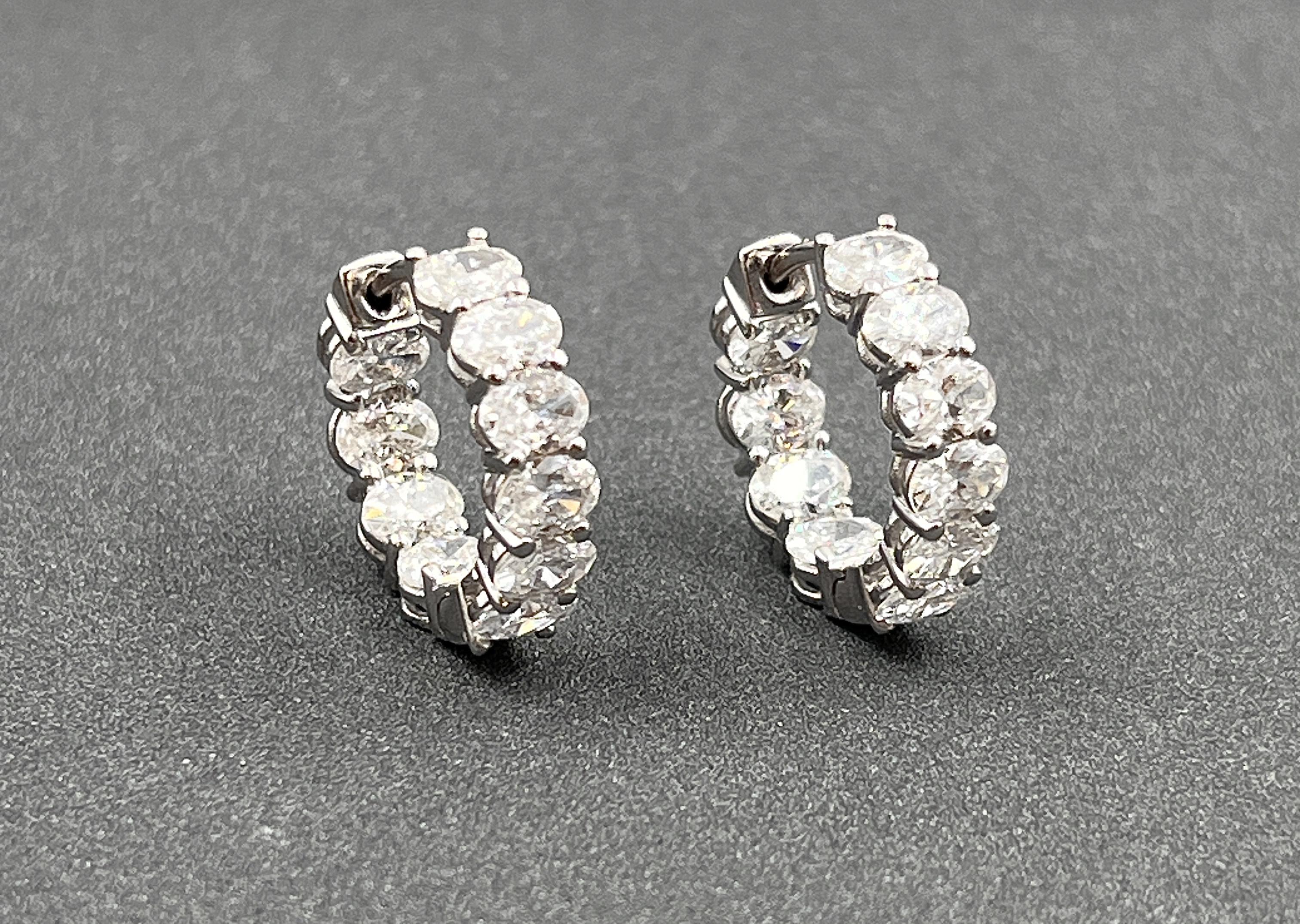 3.69 ct Oval Diamond East-West Huggies For Sale at 1stDibs