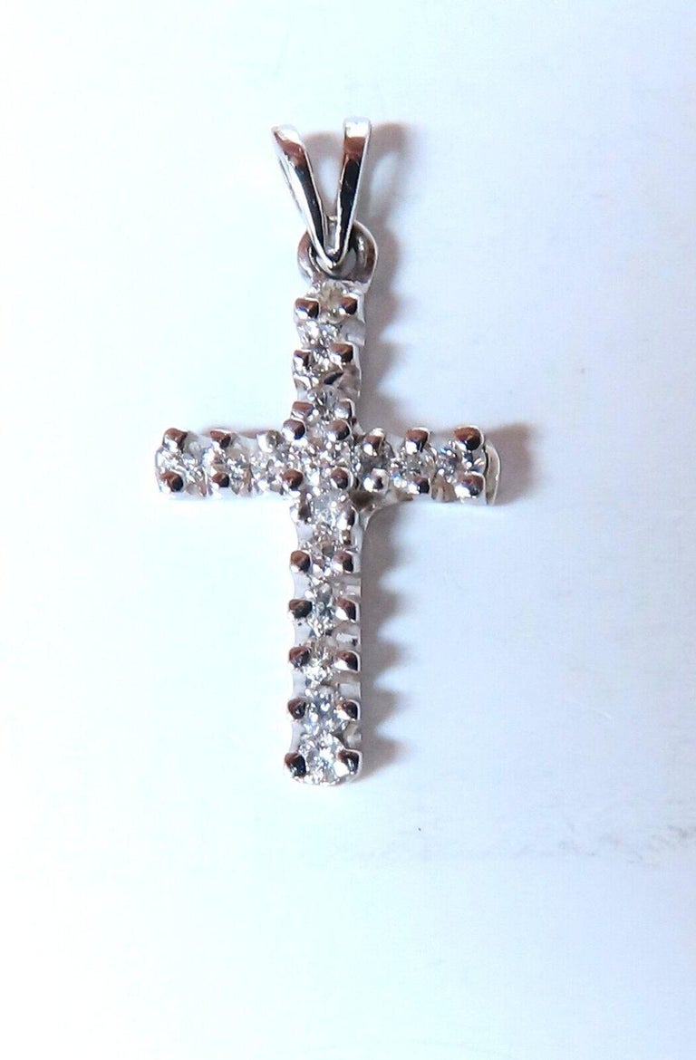 .36ct Natural Diamonds Petite Cross Pendant 14kt For Sale at 1stDibs