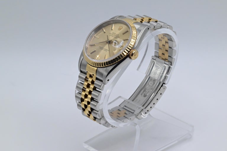 Rolex Perpetual Oyster Two Tone Watch Gold Champagne Dial at 1stDibs