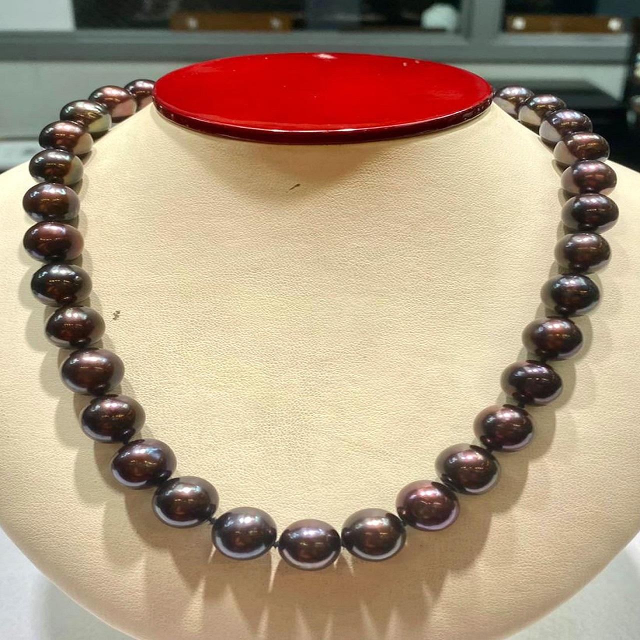 36pcs Chocolate Pearls from Australia with a 14k White Gold Clasp For ...