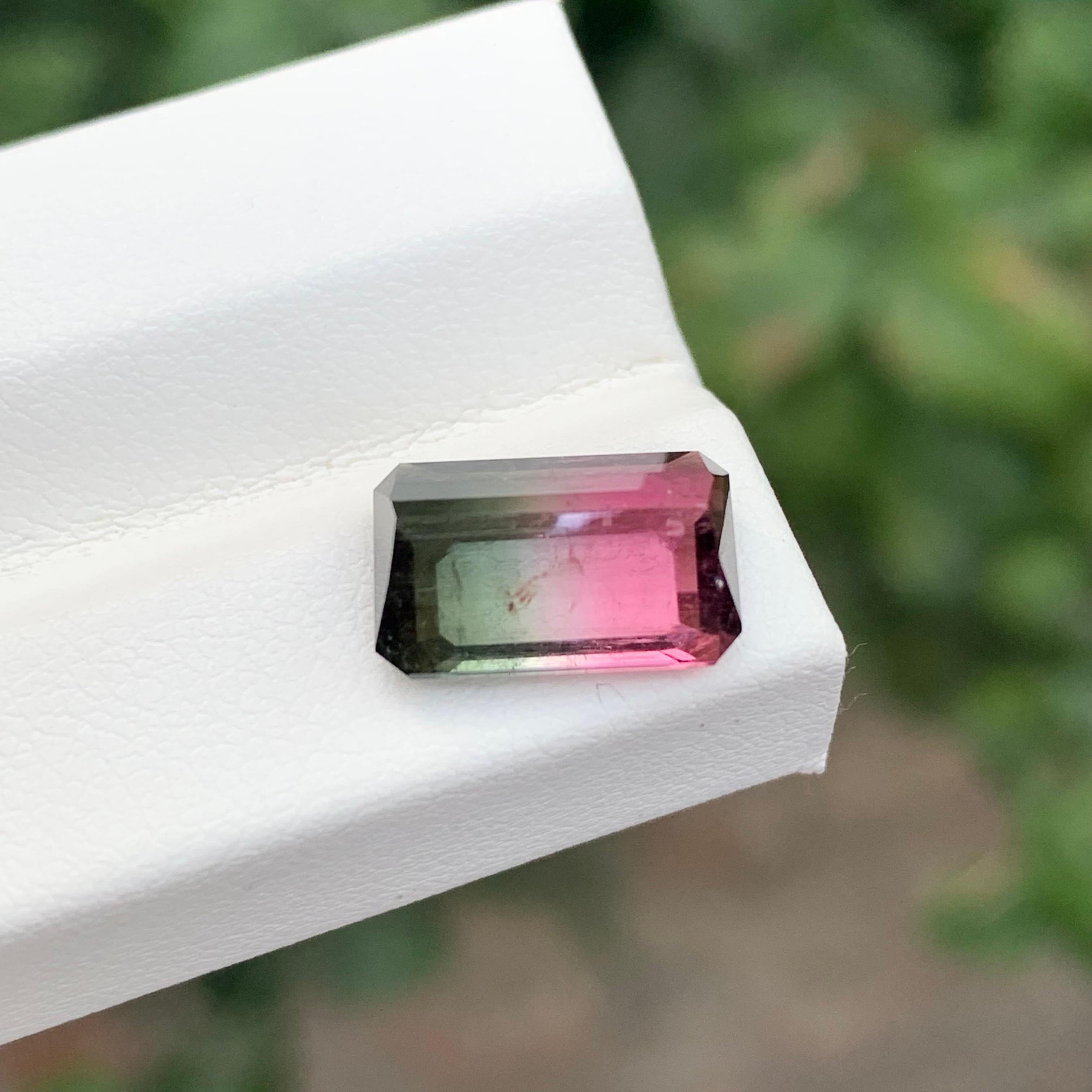 3.75 Carat Natural Loose Water Melon Colour Tourmaline Emerald Shape ...