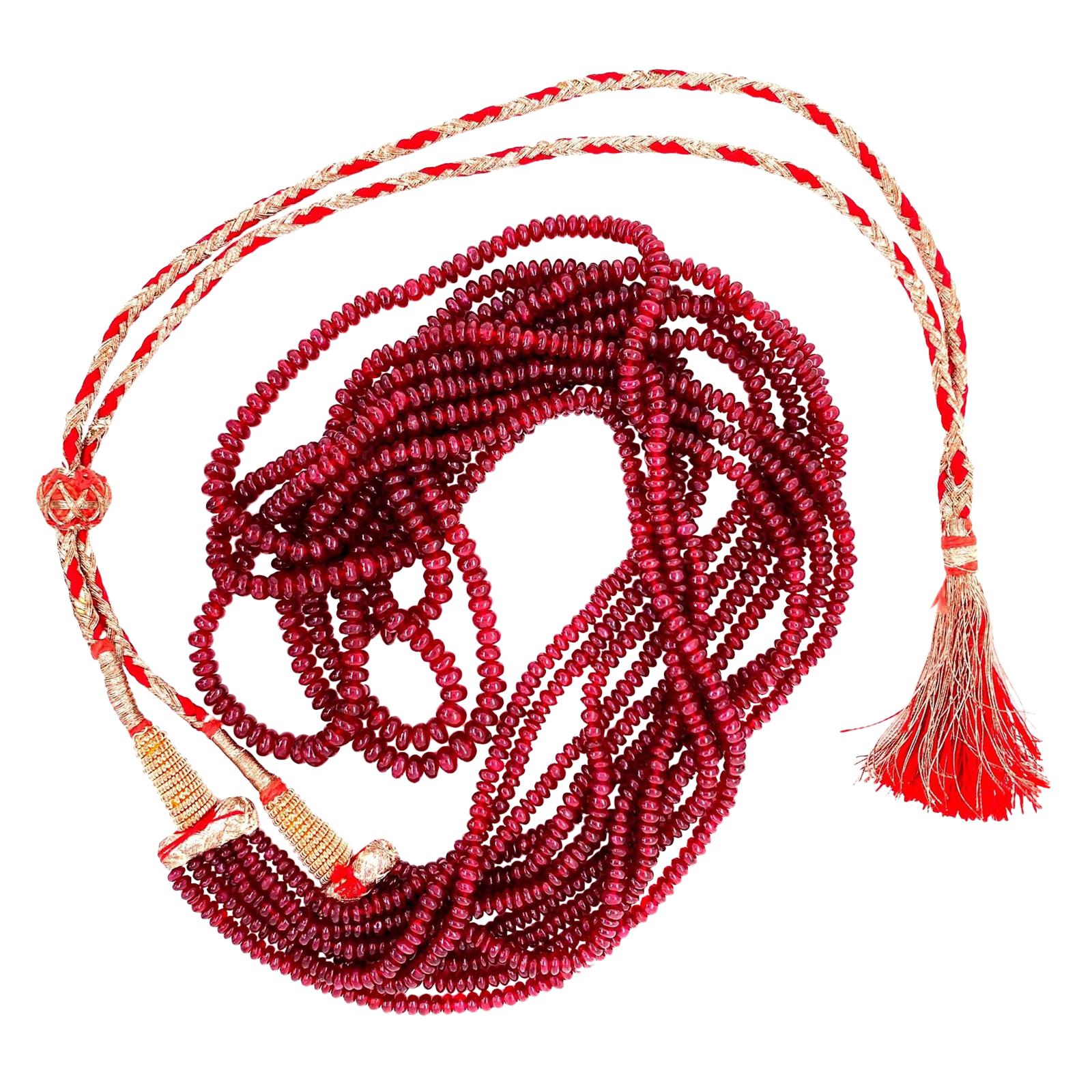 Art Deco Rare Natural Burma Ruby Seven Strand Bead Necklace at 1stDibs