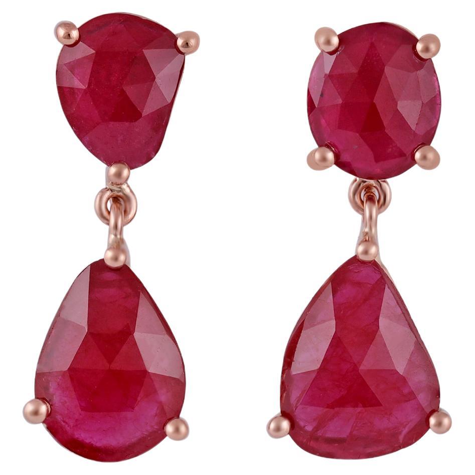 Meghna Jewels 3.78 carat Ruby Diamond 18 Karat Gold Camellia Stud Earrings For Sale at 1stDibs