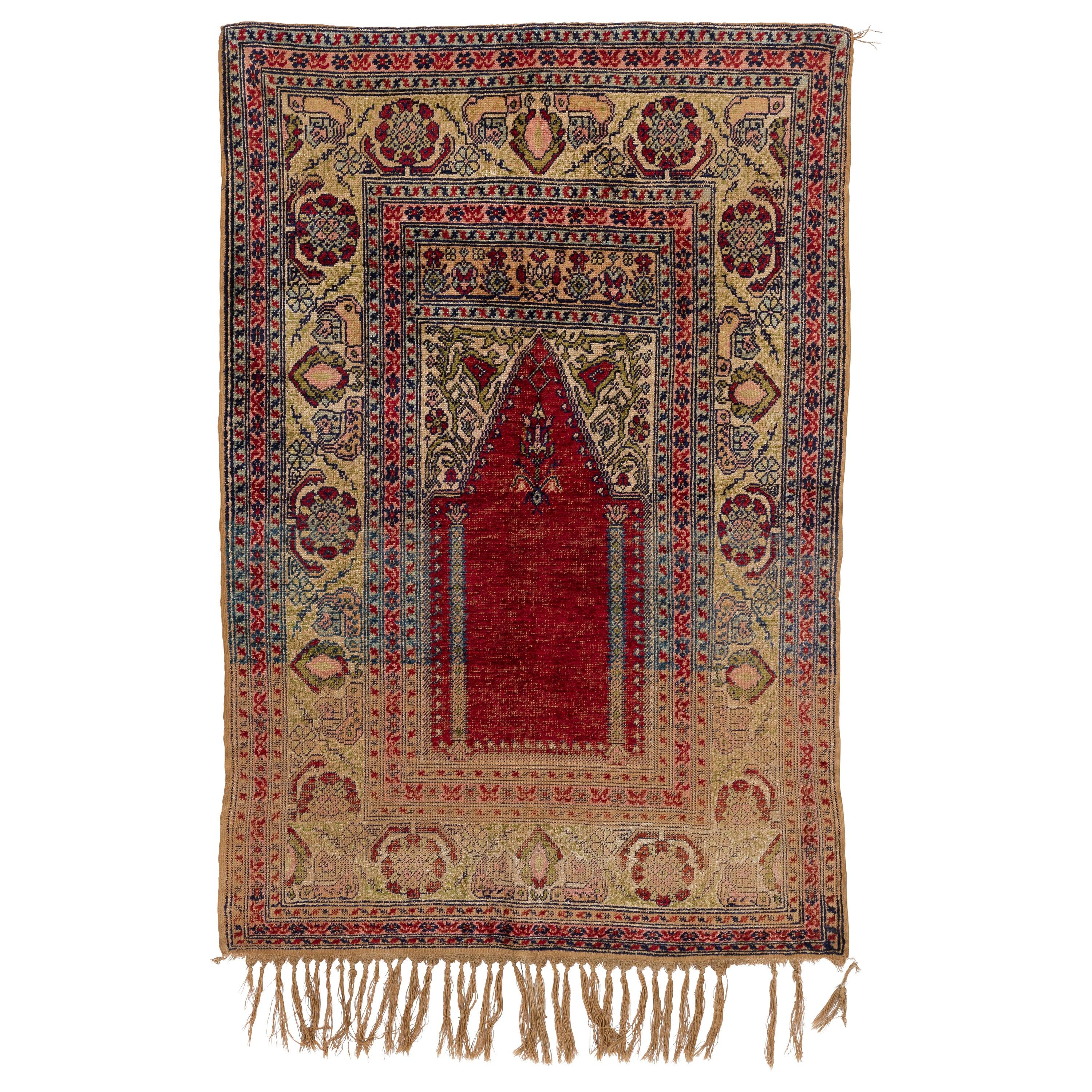 Antique Persian Silk Kashan Prayer Rug with Empire Regency Style For ...