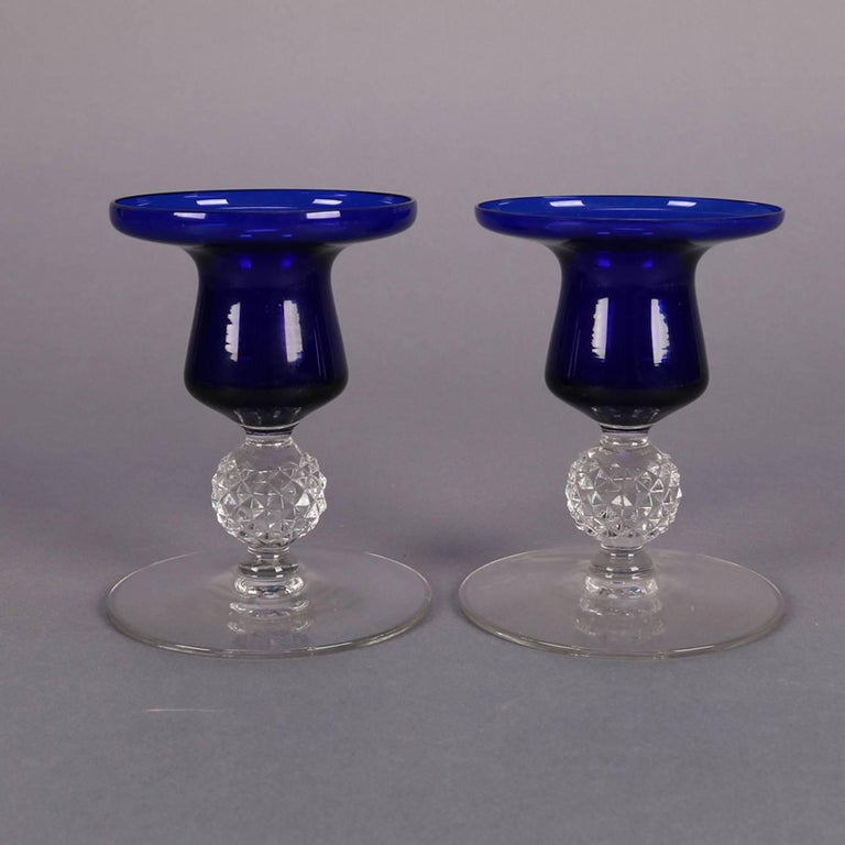 38 Piece Set of Ritz Blue Stemware Golf Ball Pattern by Morgantown ...
