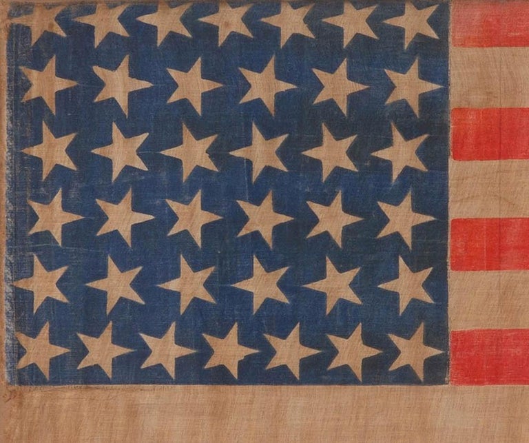 38-Star Antique Printed American Flag, circa 1876-1890 at 1stDibs