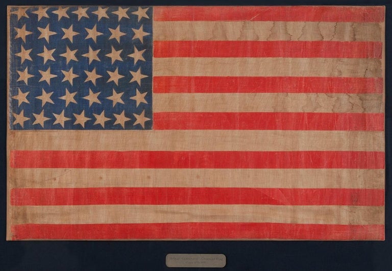 38-Star Antique Printed American Flag, circa 1876-1890 at 1stDibs