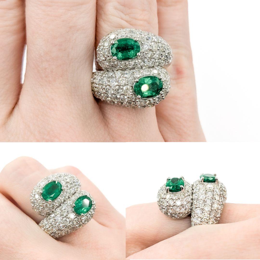 3.80ctw Diamond and Emerald Statement Ring in Platinum For Sale at 1stDibs