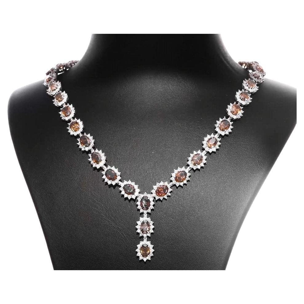 NO RESERVE - 38.20ct Fancy Color and 13.32ct Diamonds, 14K White Gold Necklace For Sale at ...