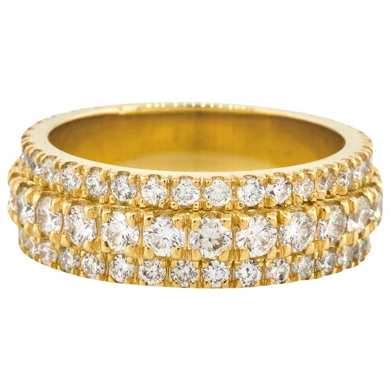 3.85 Carat Diamond Men''s Band Pave Ring 14 Karat For Sale at 1stDibs