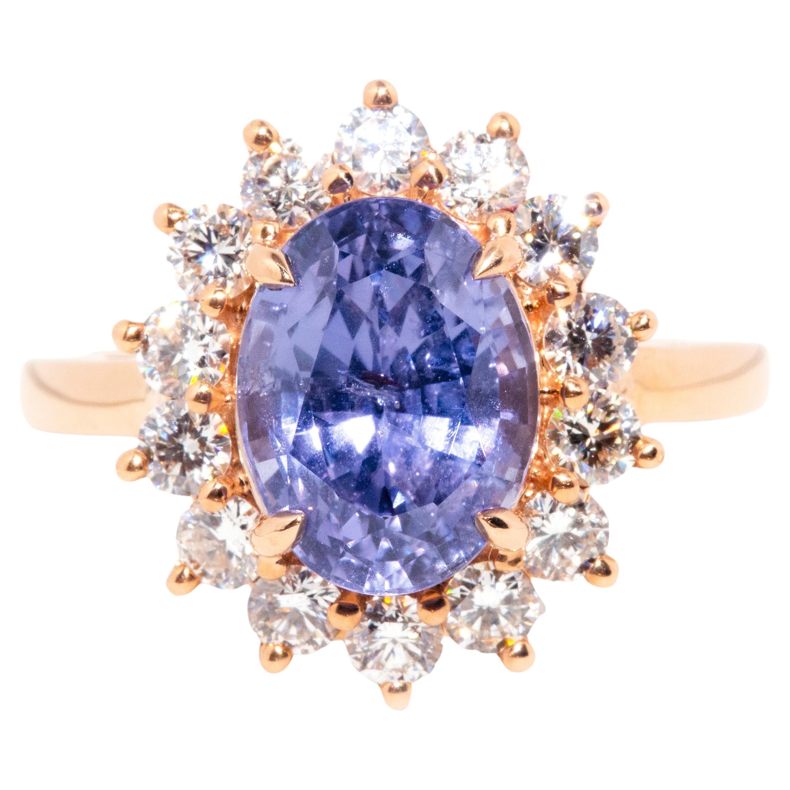 Contemporary 18 Carat Gold Freeform Ceylon Sapphire and Diamond ...