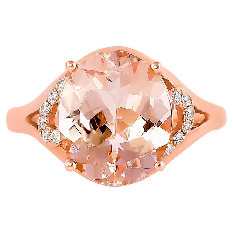 3.87 Carat Morganite and Diamond Ring in 18 Karat Rose Gold For Sale at ...
