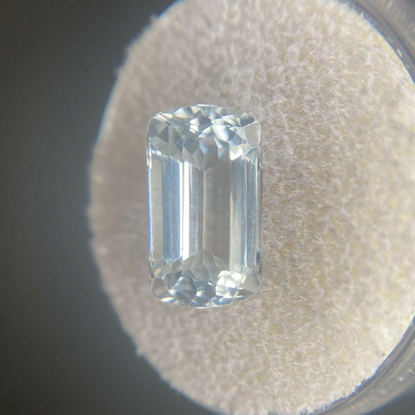 3.88ct Natural Light Blue Aquamarine Fancy Emerald Cut Loose Gemstone ...