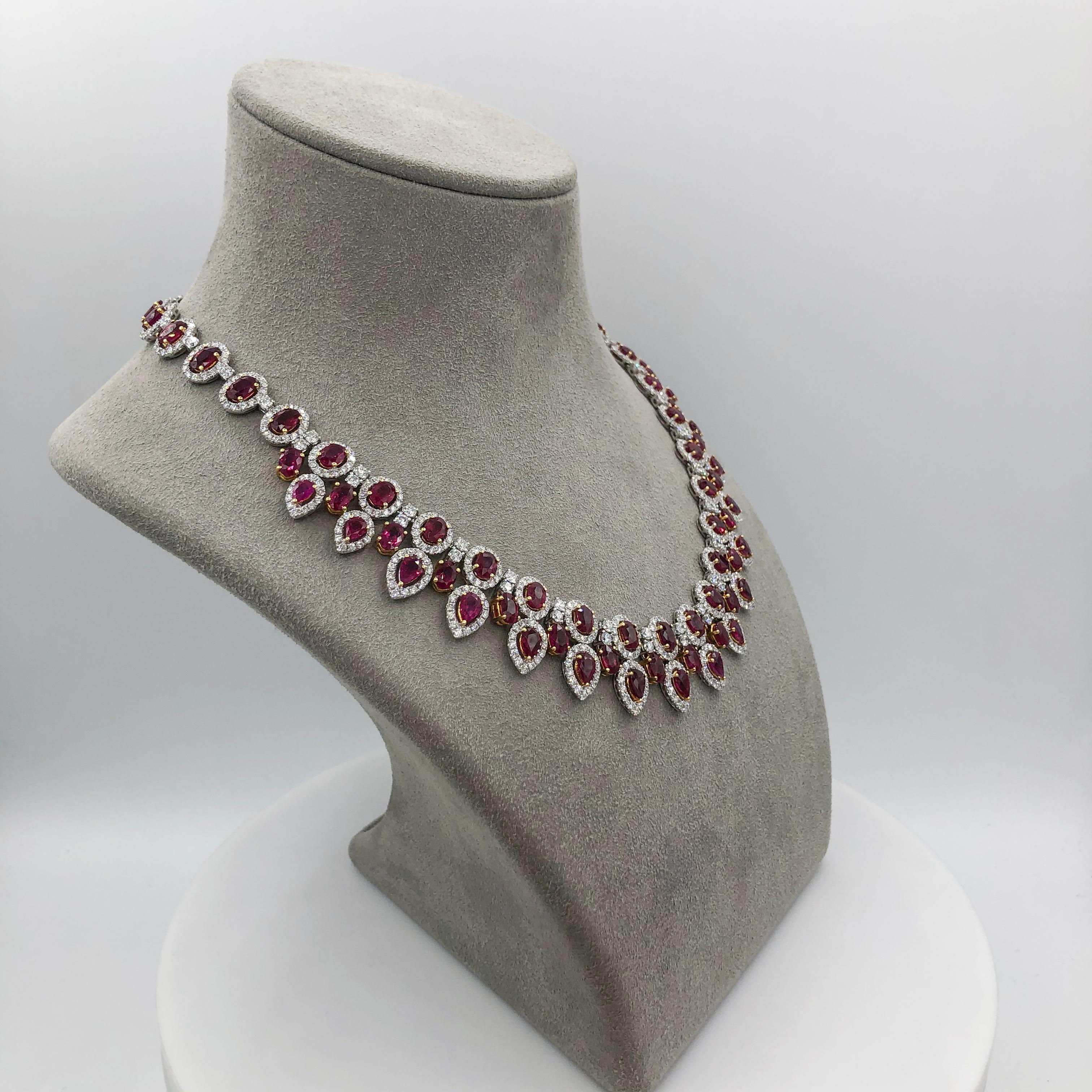 GIA 38.92 Carat Burmese Ruby and Diamond Halo Necklace For Sale at ...