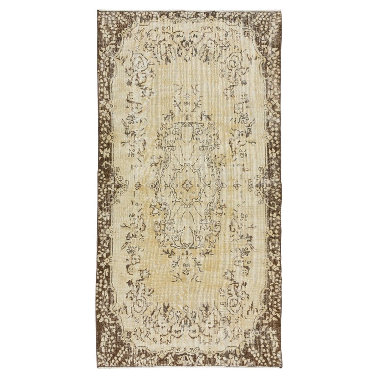 Handmade Turkish Rug, Mid-Century Baroque Design Carpet in Muted Colors ...