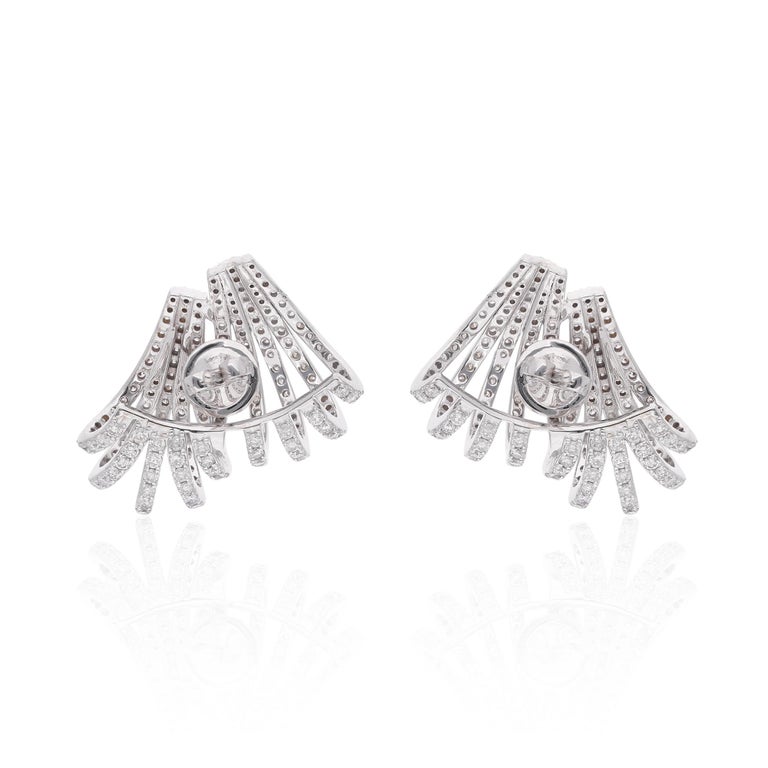 3.9 Carat Diamond Pave Multi Layer Ear Cuff Earrings 18 Karat White ...