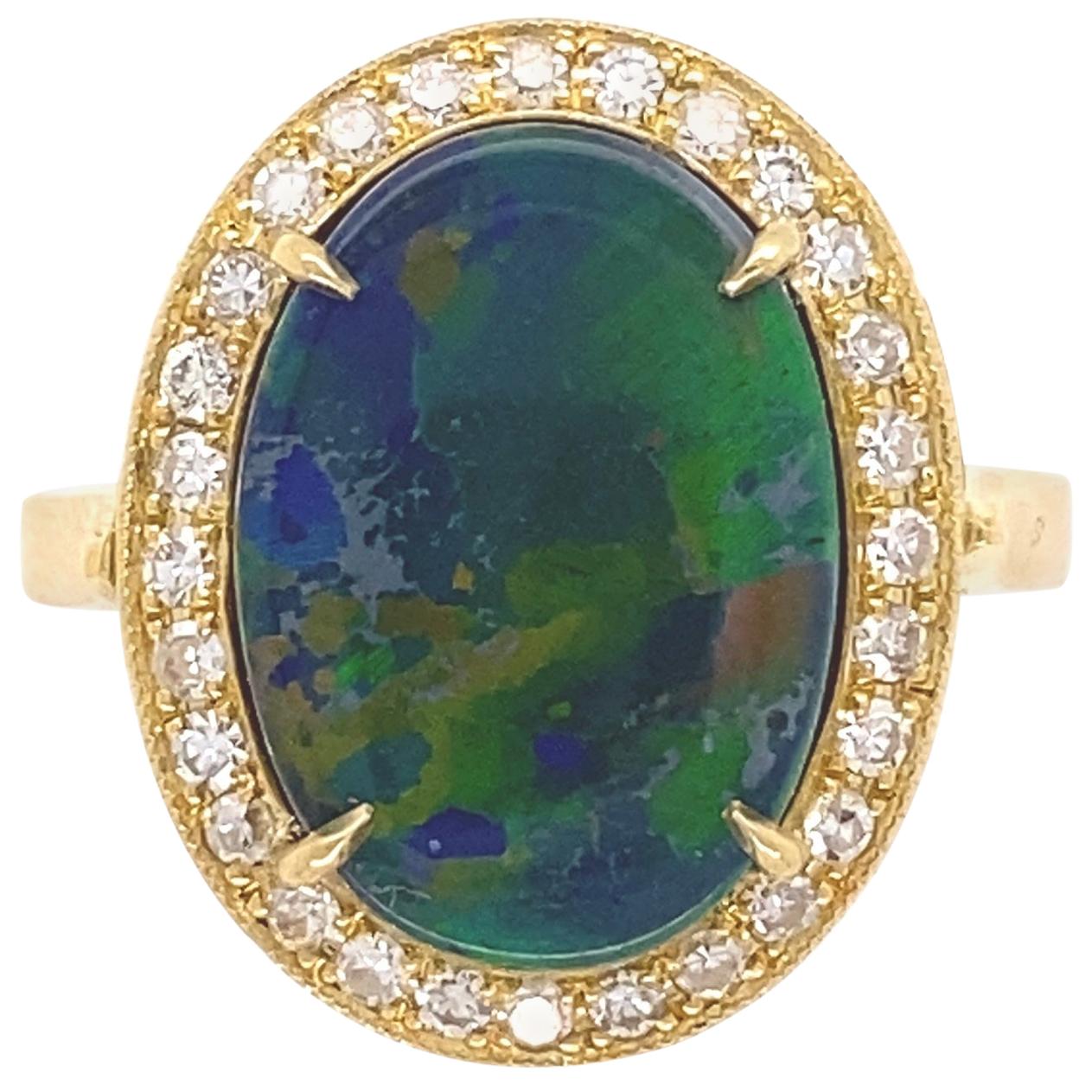Contemporary Opal and Diamond Twisting Band Ring For Sale at 1stDibs ...