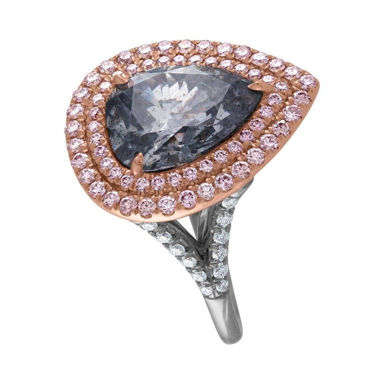 3.94 Carat Pear Shape GIA Certified Fancy Light Gray Blue Platinum ...