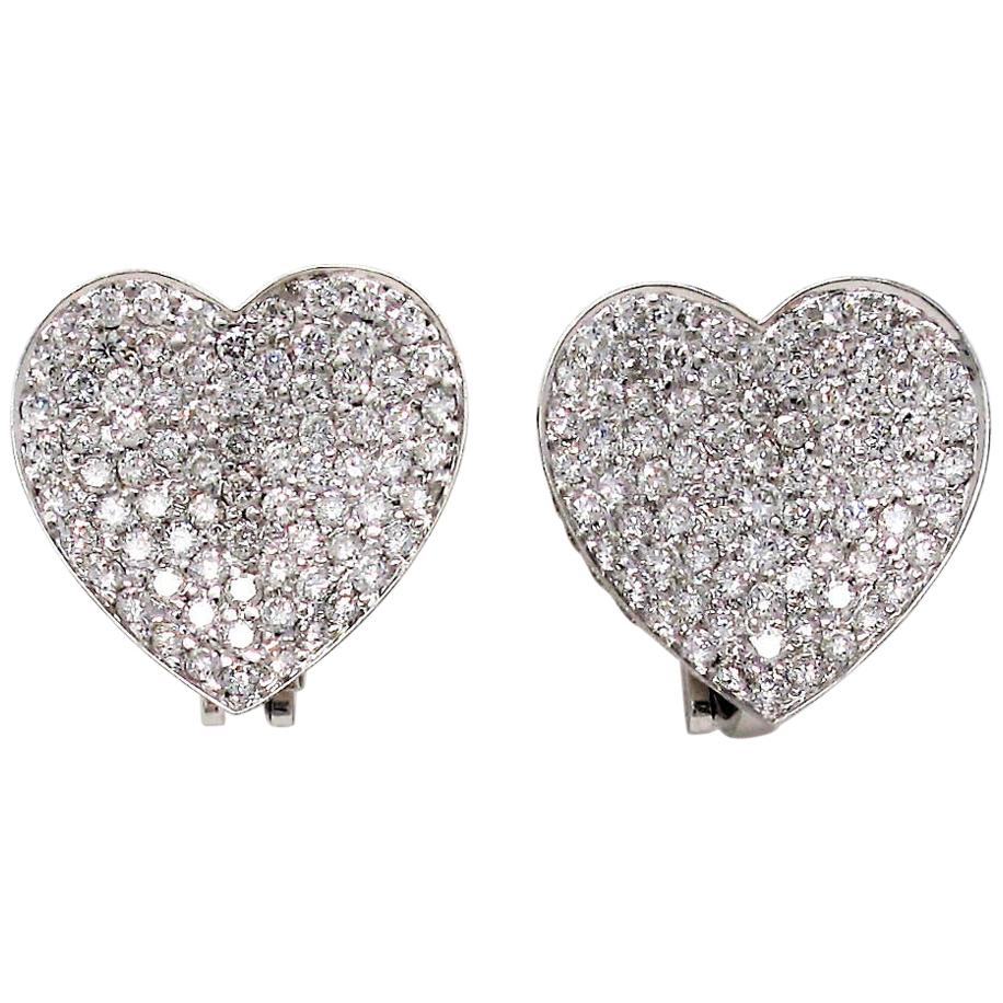 Pave Diamond Gold Heart Shape earrings at 1stDibs