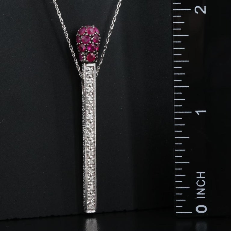 $3950 / John C Rinker Designer Ruby and Diamond Matchstick 3D Necklace ...