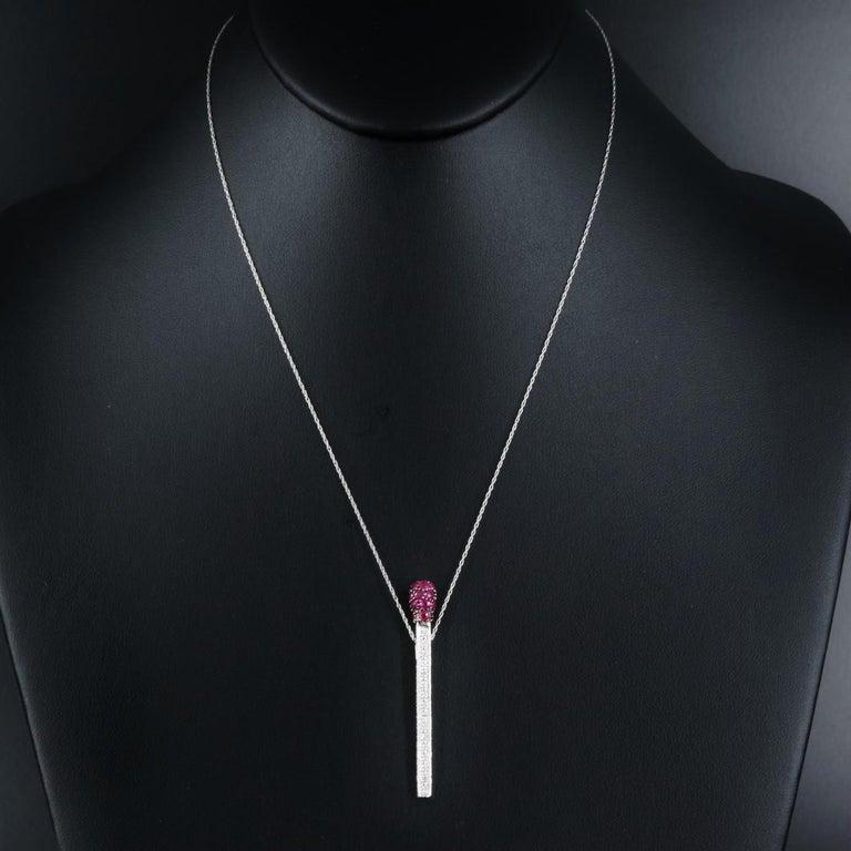 $3950 / John C Rinker Designer Ruby and Diamond Matchstick 3D Necklace ...